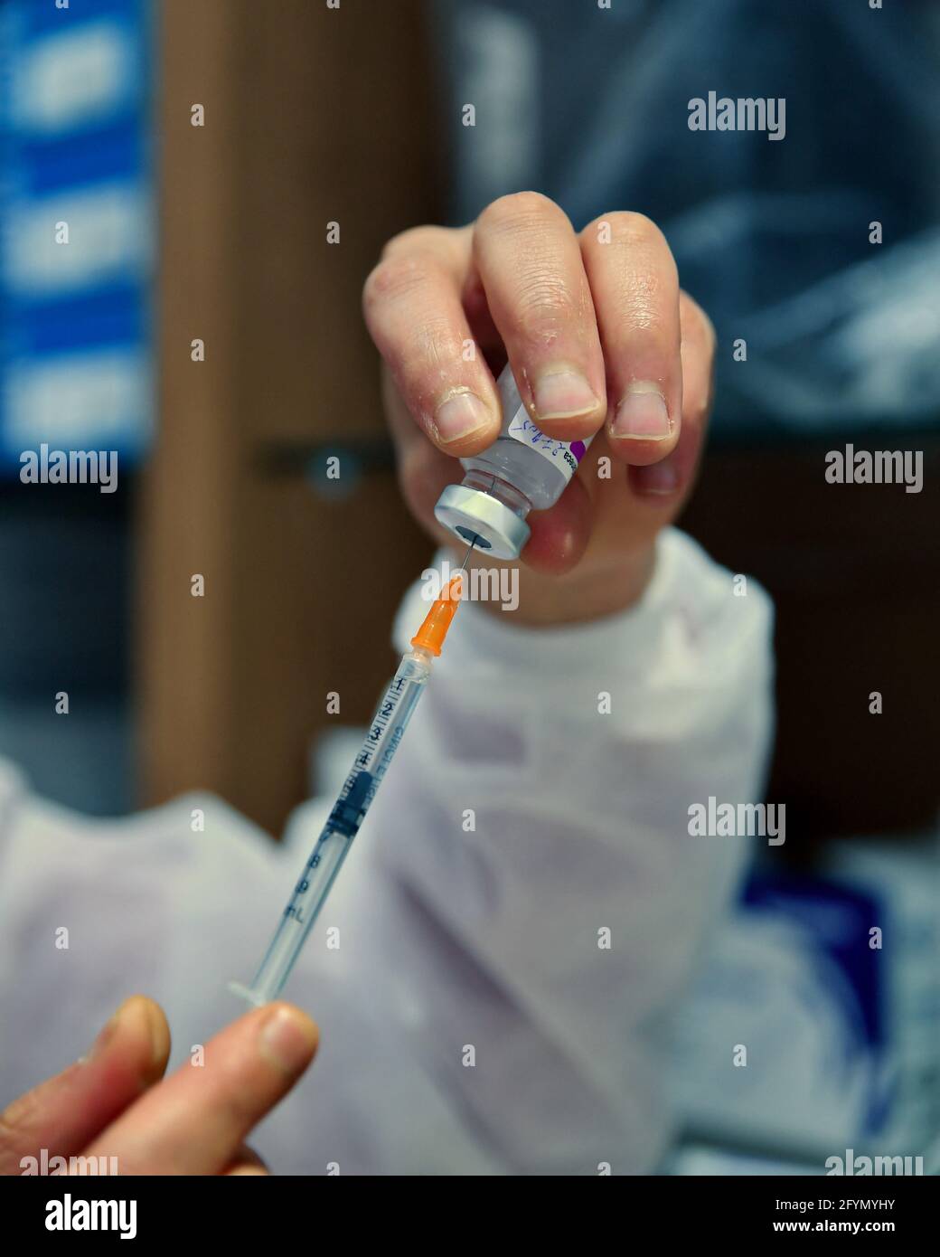 AstraZeneca vaccination in a pharmacy in Seine-Saint-Denis, near Paris ...