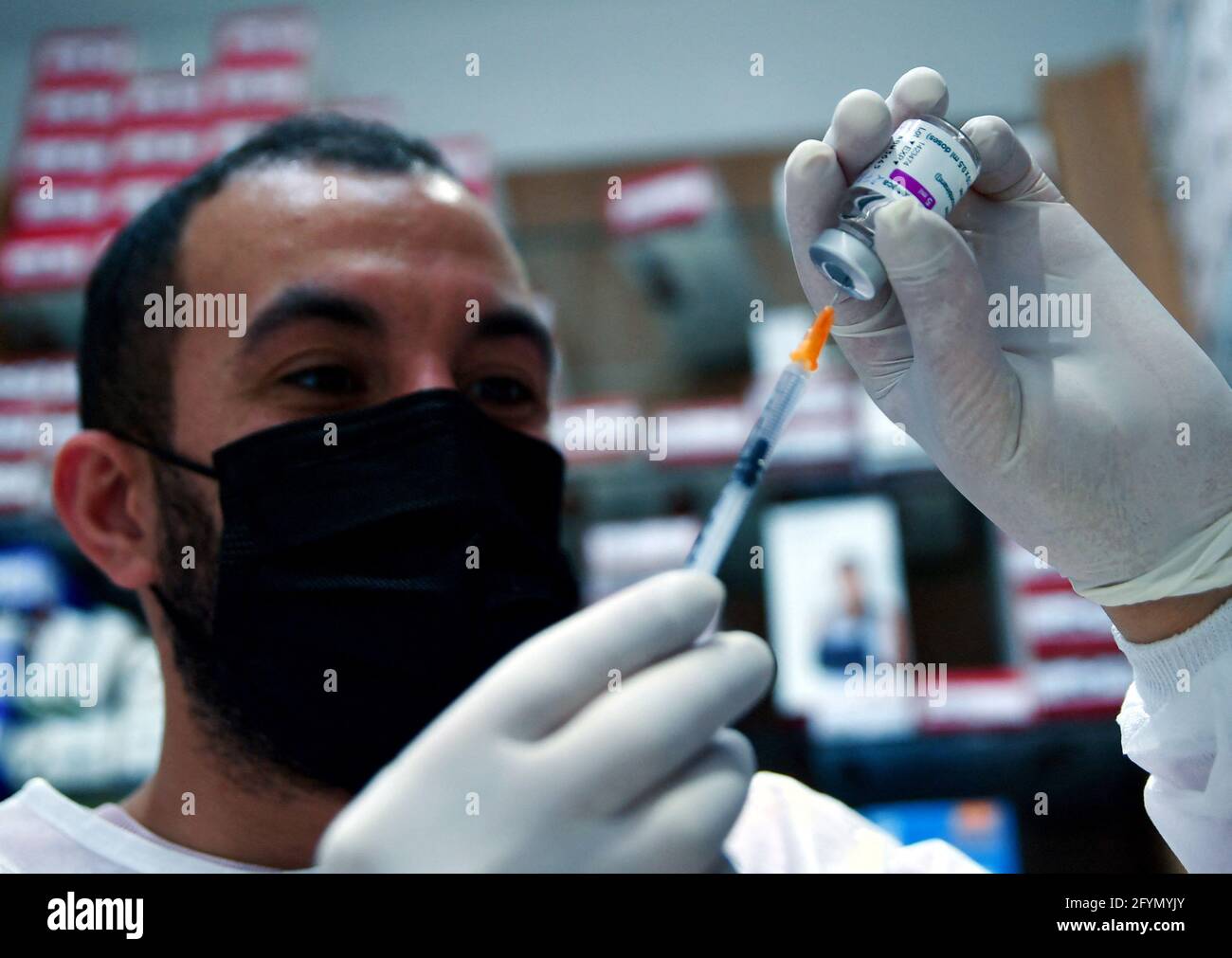 AstraZeneca vaccination in a pharmacy in Seine-Saint-Denis, near Paris ...