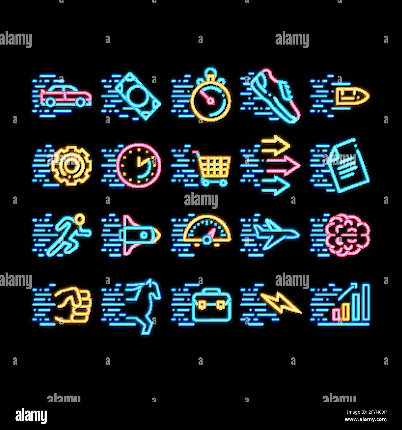 Speed Fast Motion neon glow icon illustration Stock Vector Image & Art ...