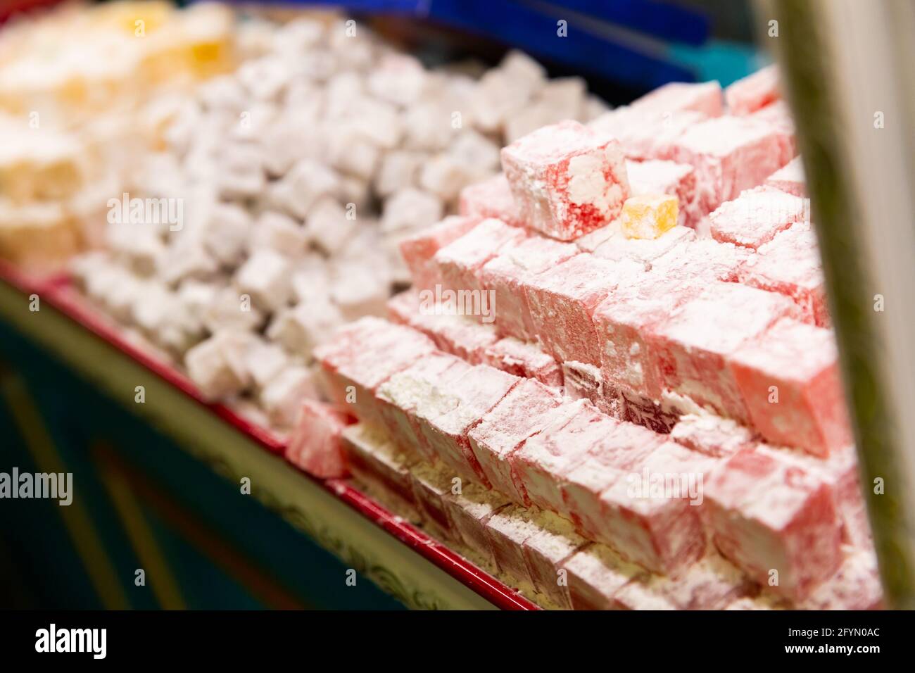 Traditional varieties of lokum with nougat, dried fruits and pistachios ...