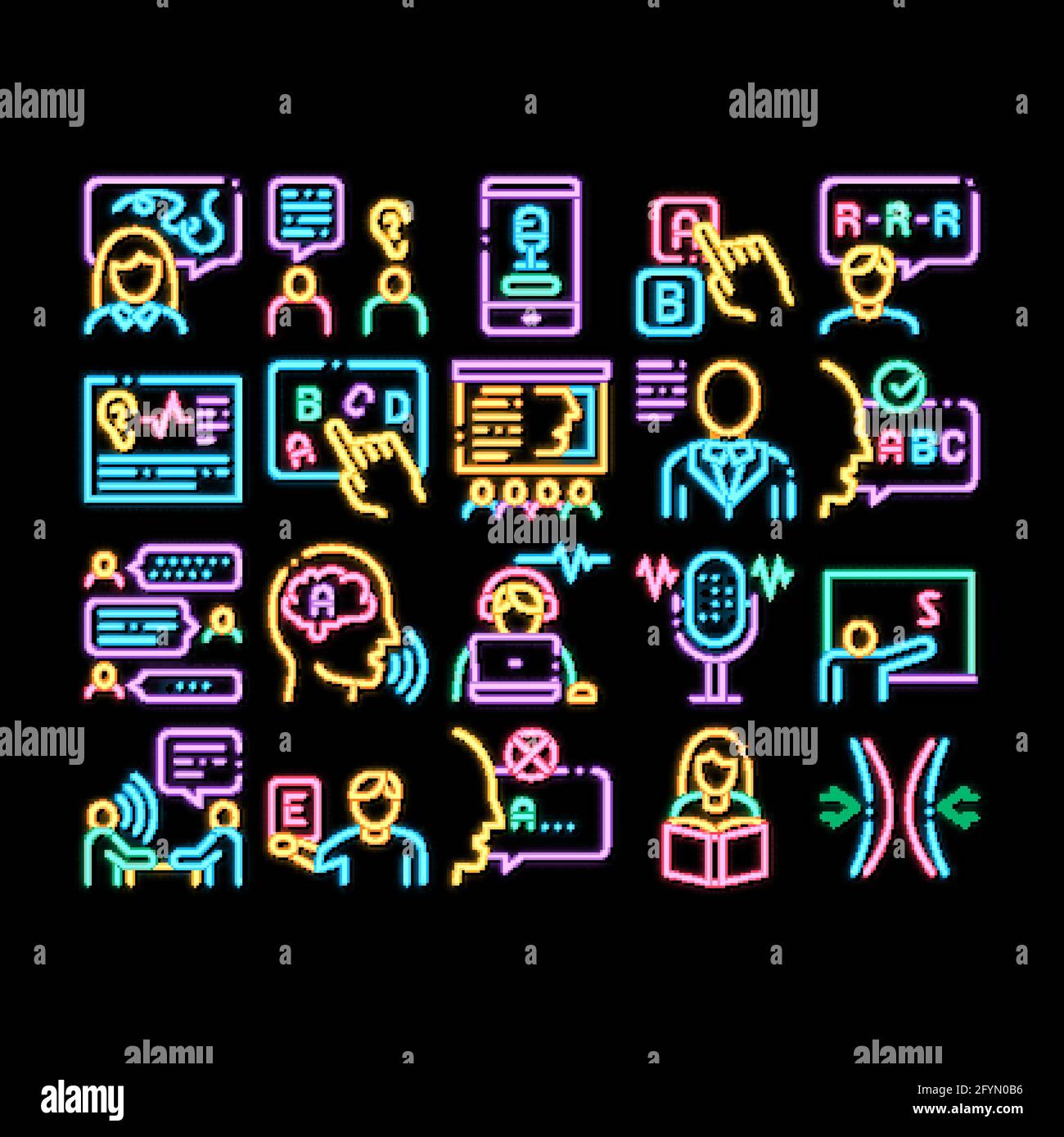 Speech Therapist Help neon glow icon illustration Stock Vector Image ...