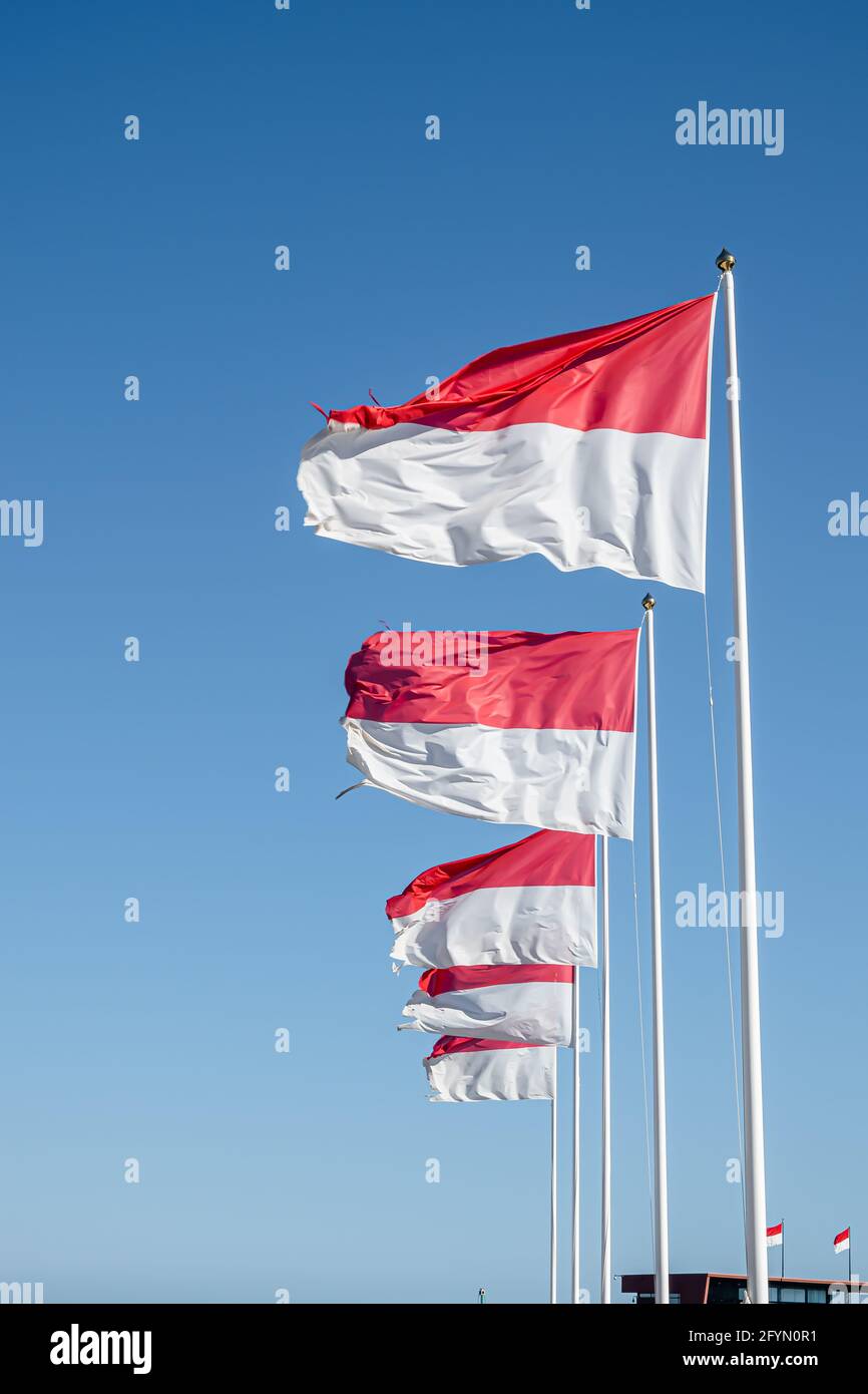 Monte Carlo, Monaco - July 7, 2020: The national flag of Monaco ...