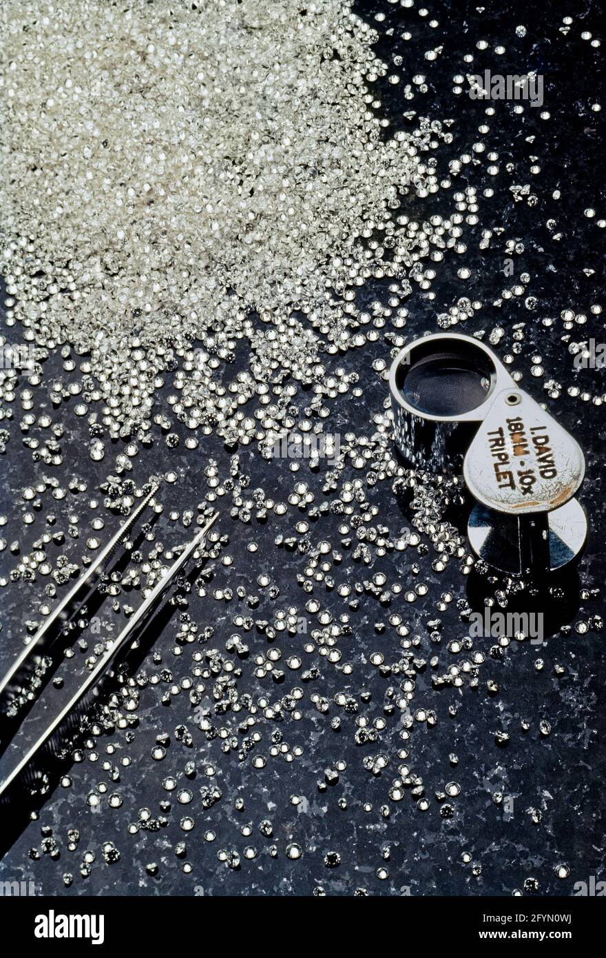 28 May 2021 Diamond checking magnifier studio shot Mumbai Maharashtra ...