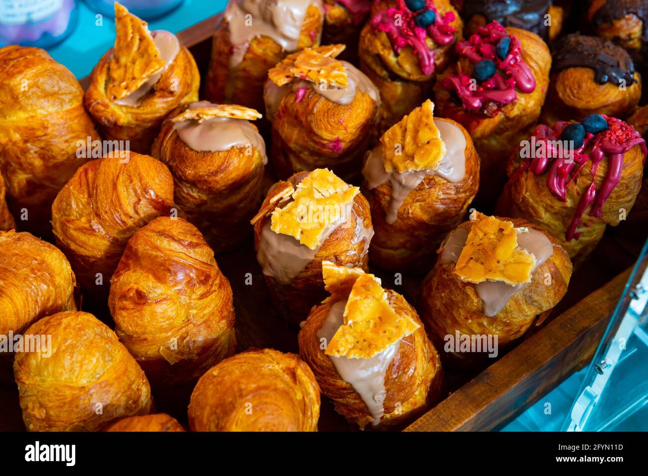 Traditional Turkish custard cakes on a shop window Stock Photo - Alamy