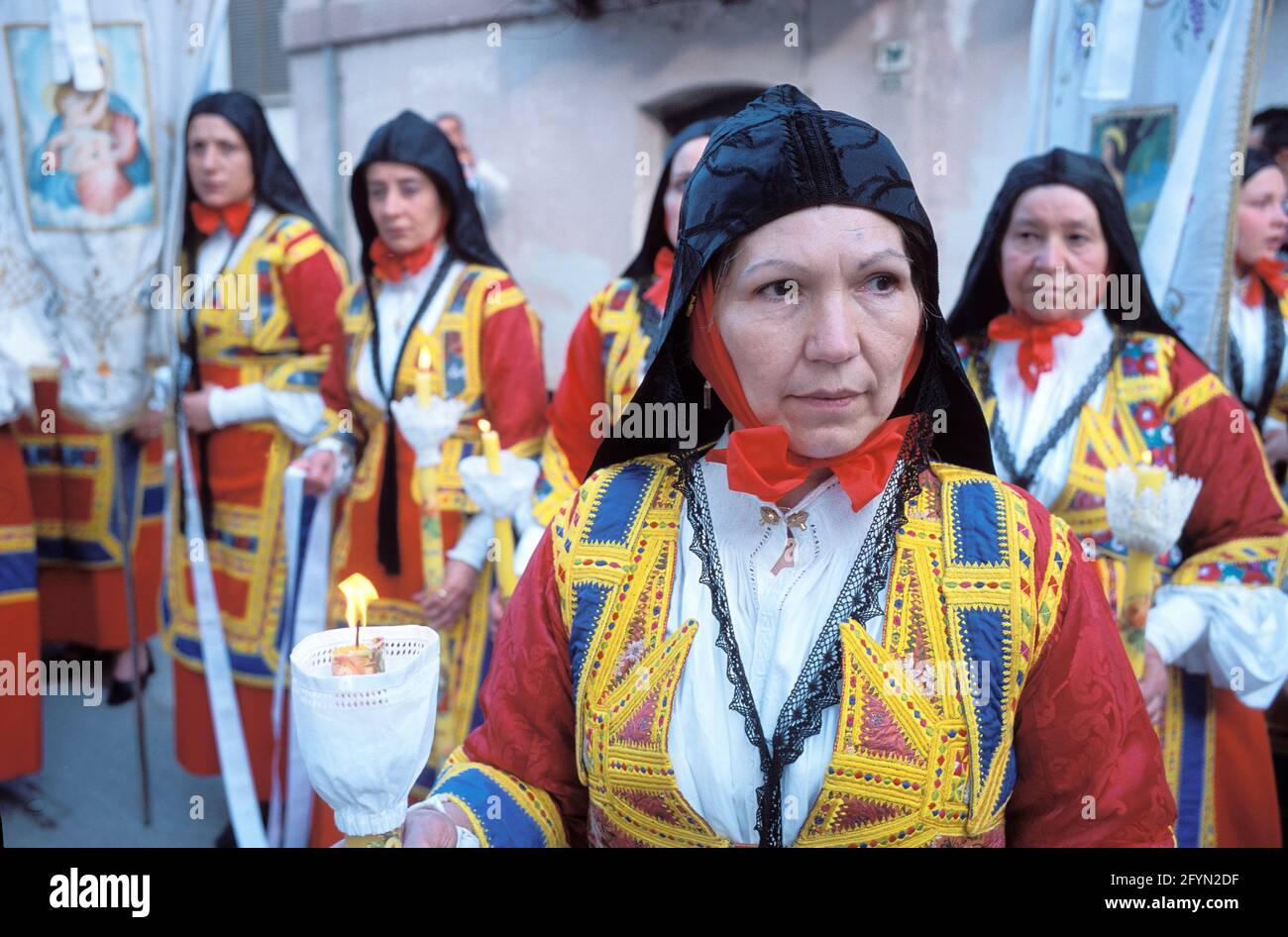 Italy, Sardinia, village of Desulo, procession of Corpus Domini Stock ...