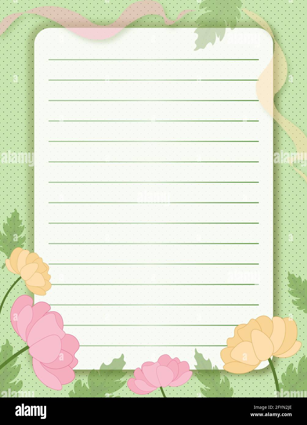 Flower Border Lined Paper