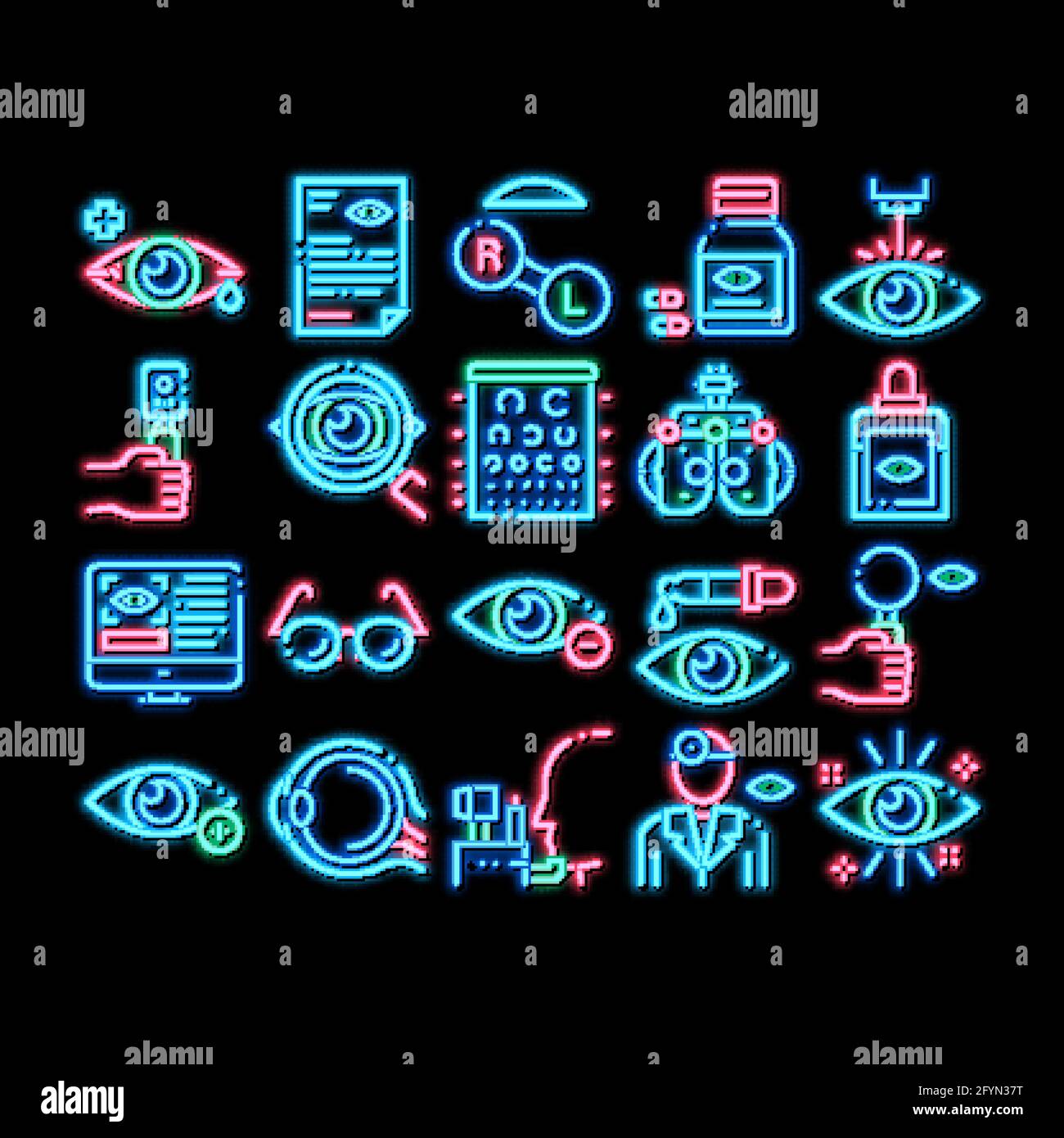 Optometry Medical Aid neon glow icon illustration Stock Vector Image ...