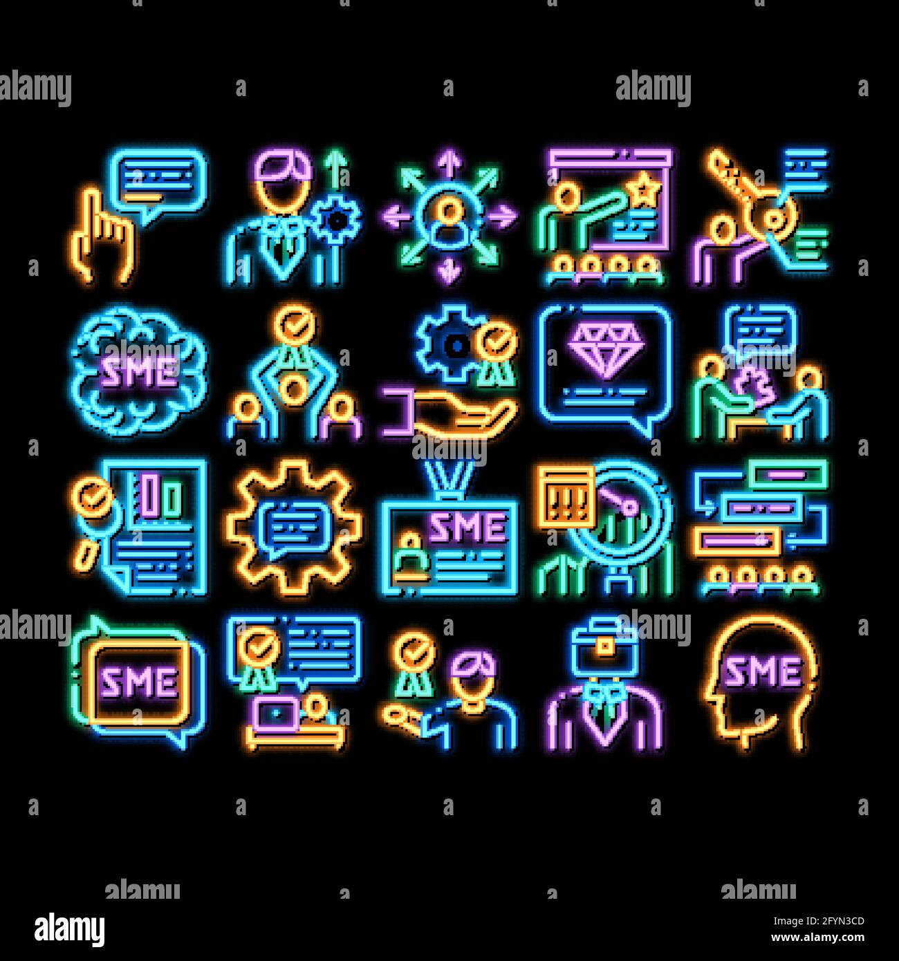 Sme Business Company neon glow icon illustration Stock Vector Image ...