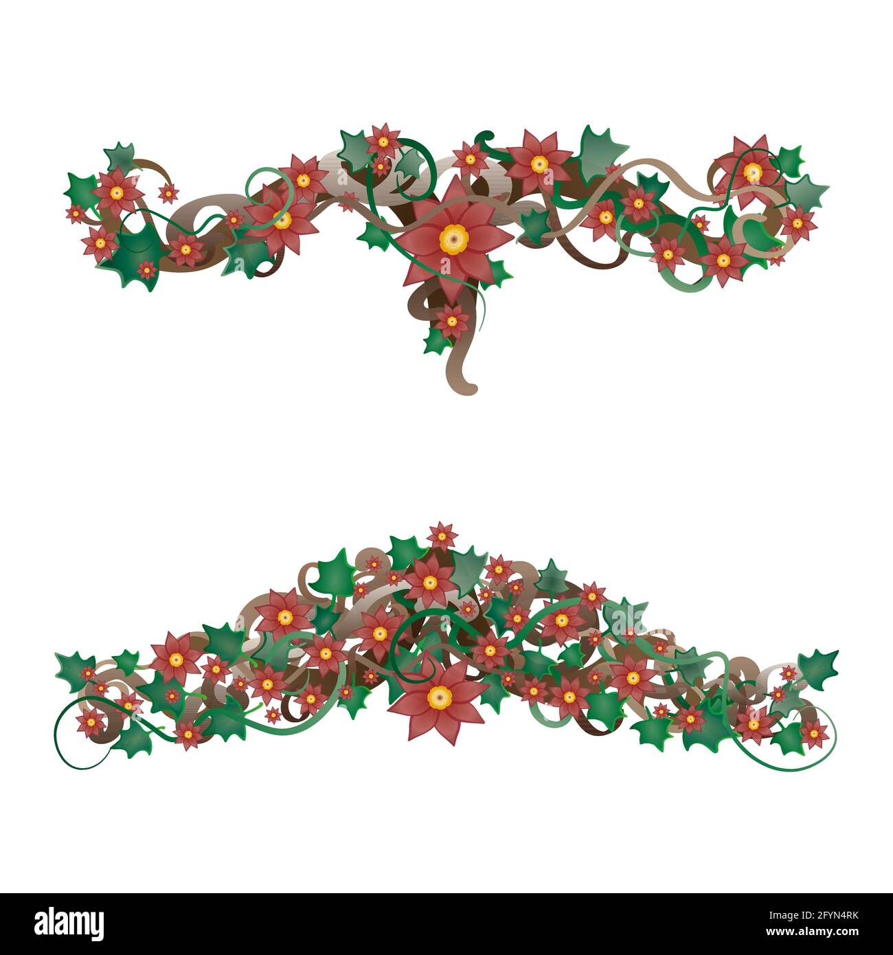 Flower garland with red flowers - two options Stock Vector Image & Art ...