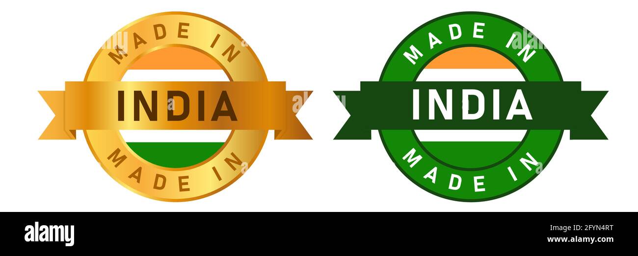 Indian flag golden label design Cut Out Stock Images & Pictures - Alamy