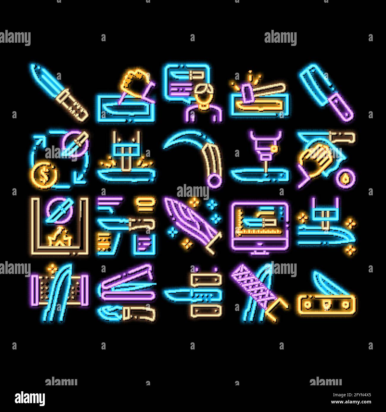 Knife Making Utensil neon glow icon illustration Stock Vector Image ...