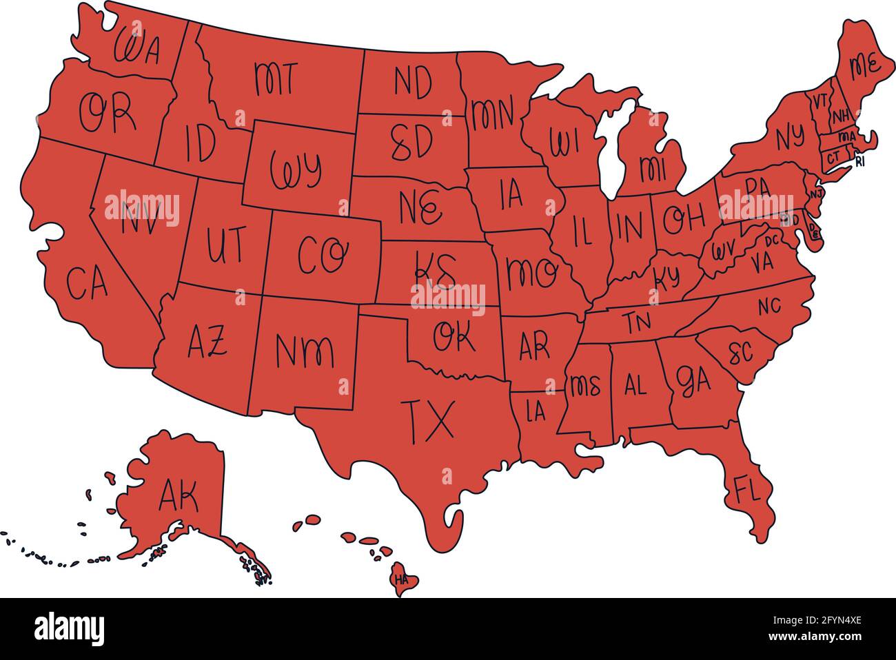 red usa map Stock Vector Image & Art - Alamy