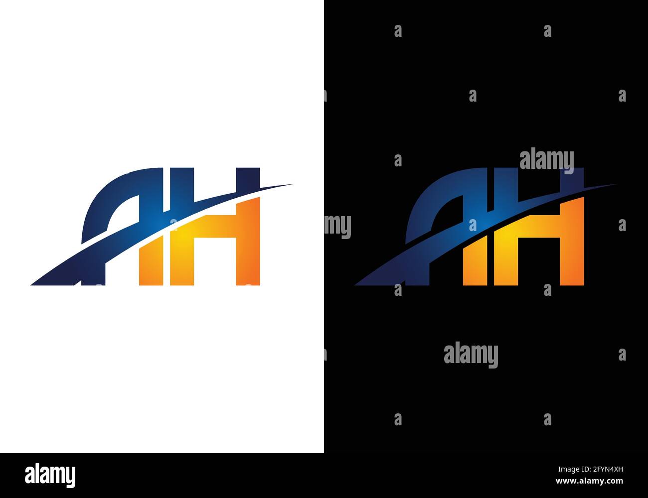 Initial Monogram Letter A H Logo Design Vector Template. A H Letter ...