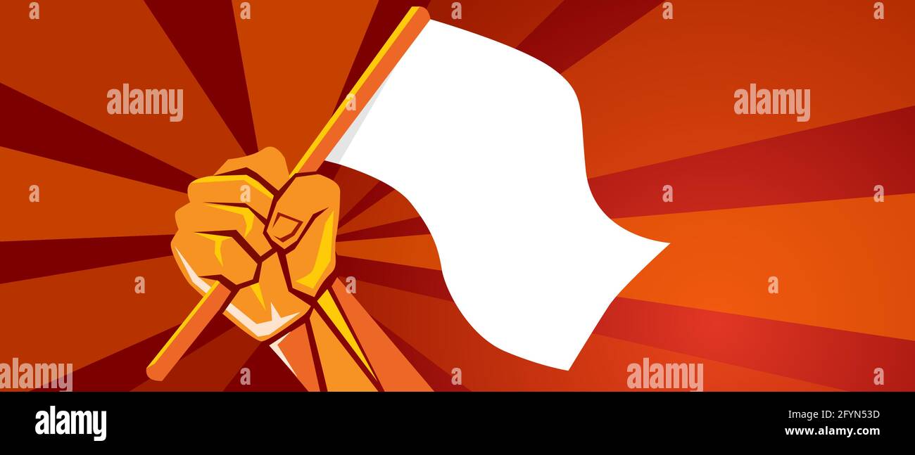 hand holding white blank flag symbol of surrender freedom Stock Vector ...