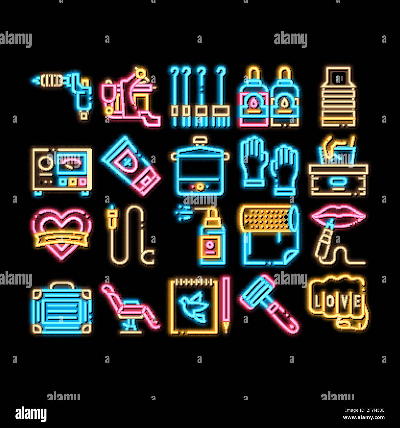 Tattoo Studio Tool neon glow icon illustration Stock Vector Image & Art ...
