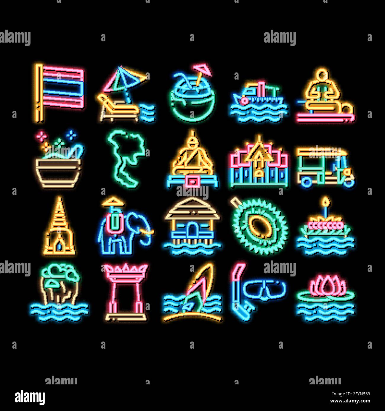 Thailand National neon glow icon illustration Stock Vector Image & Art ...