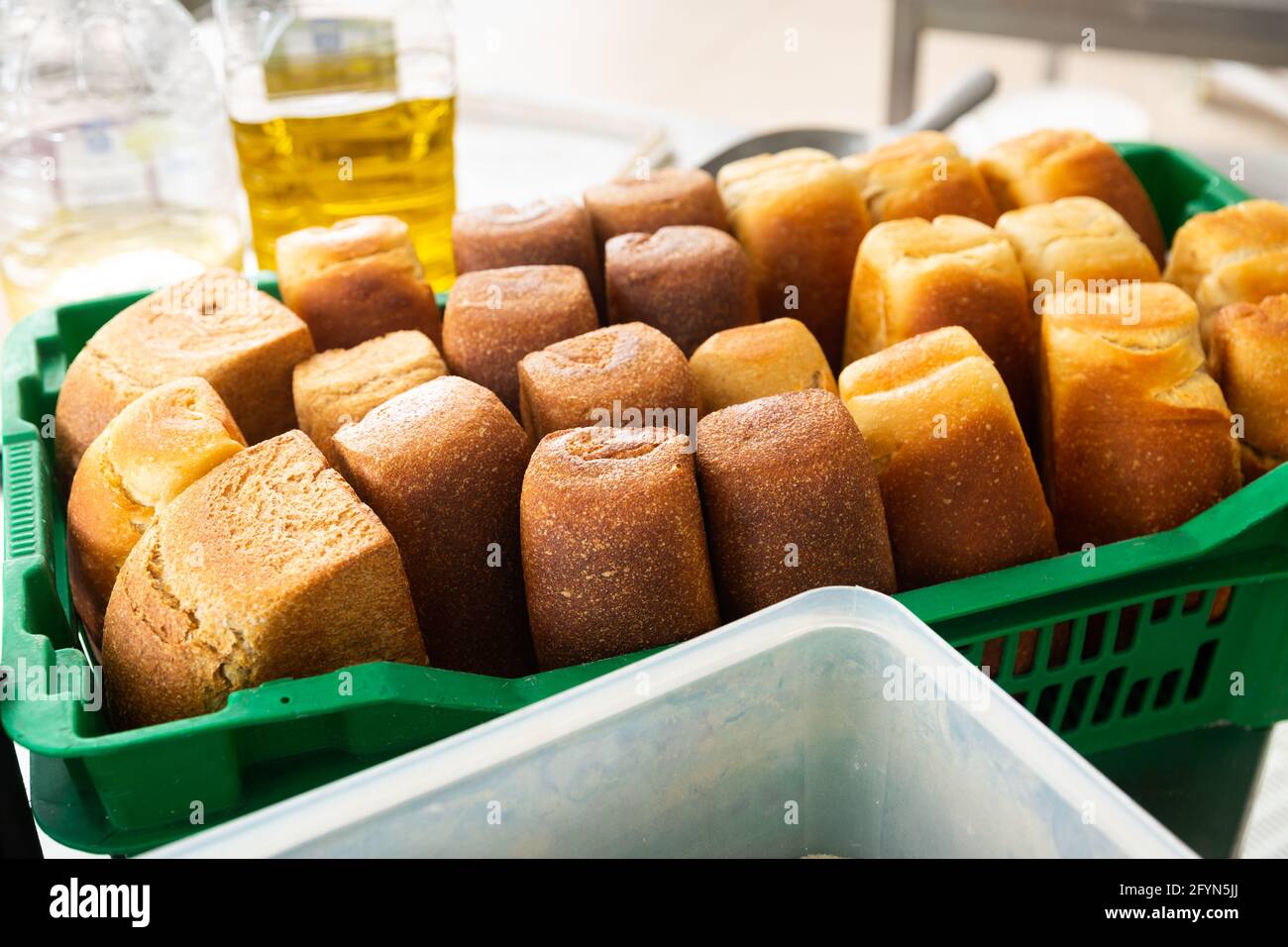 Different assortment of bread and bakery products closeup Stock Photo ...