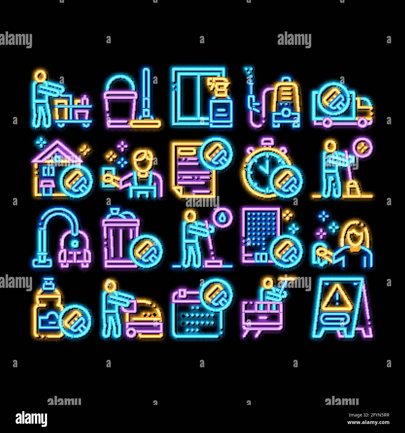 Cleaning Service Tool neon glow icon illustration Stock Vector Image ...