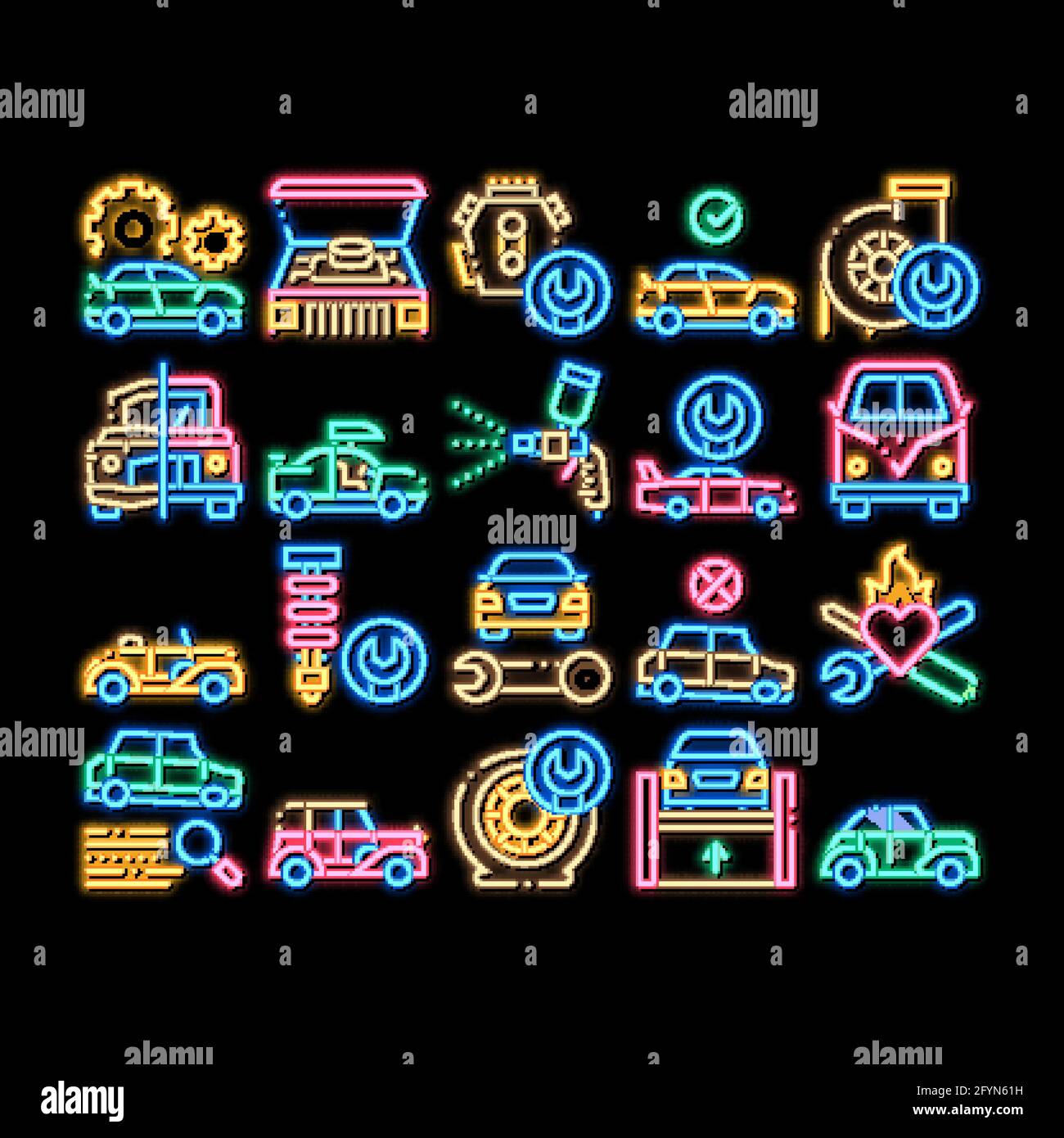Car Restoration Repair neon glow icon illustration Stock Vector Image ...
