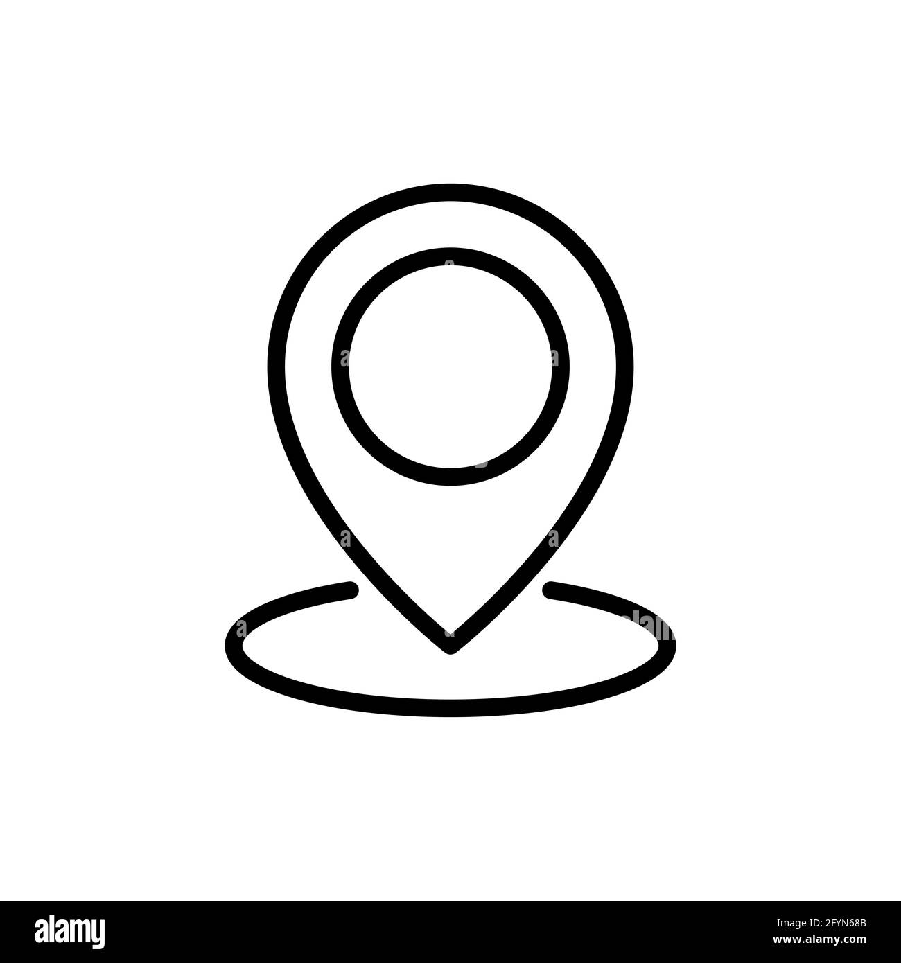 Location line icon. Map pin symbol. Pointer outline sign. Vector illustration isolated on white ...