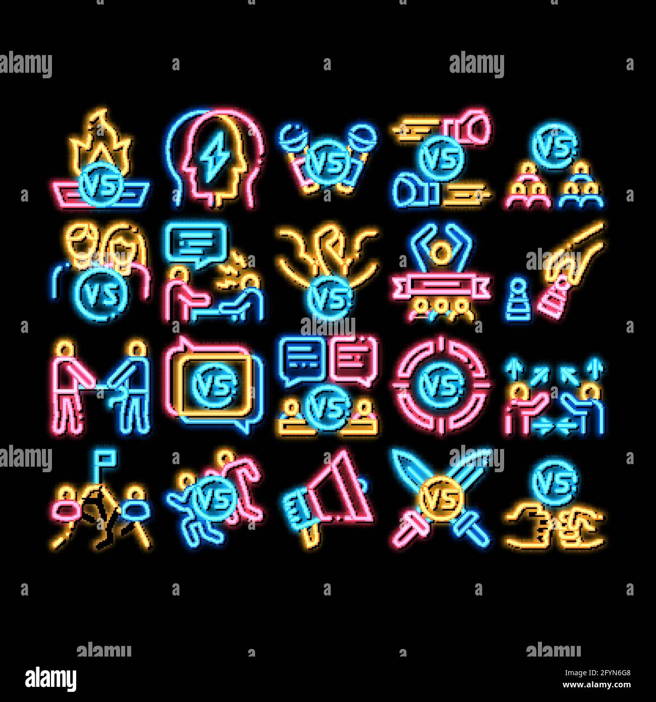 Battle Competition neon glow icon illustration Stock Vector Image & Art ...