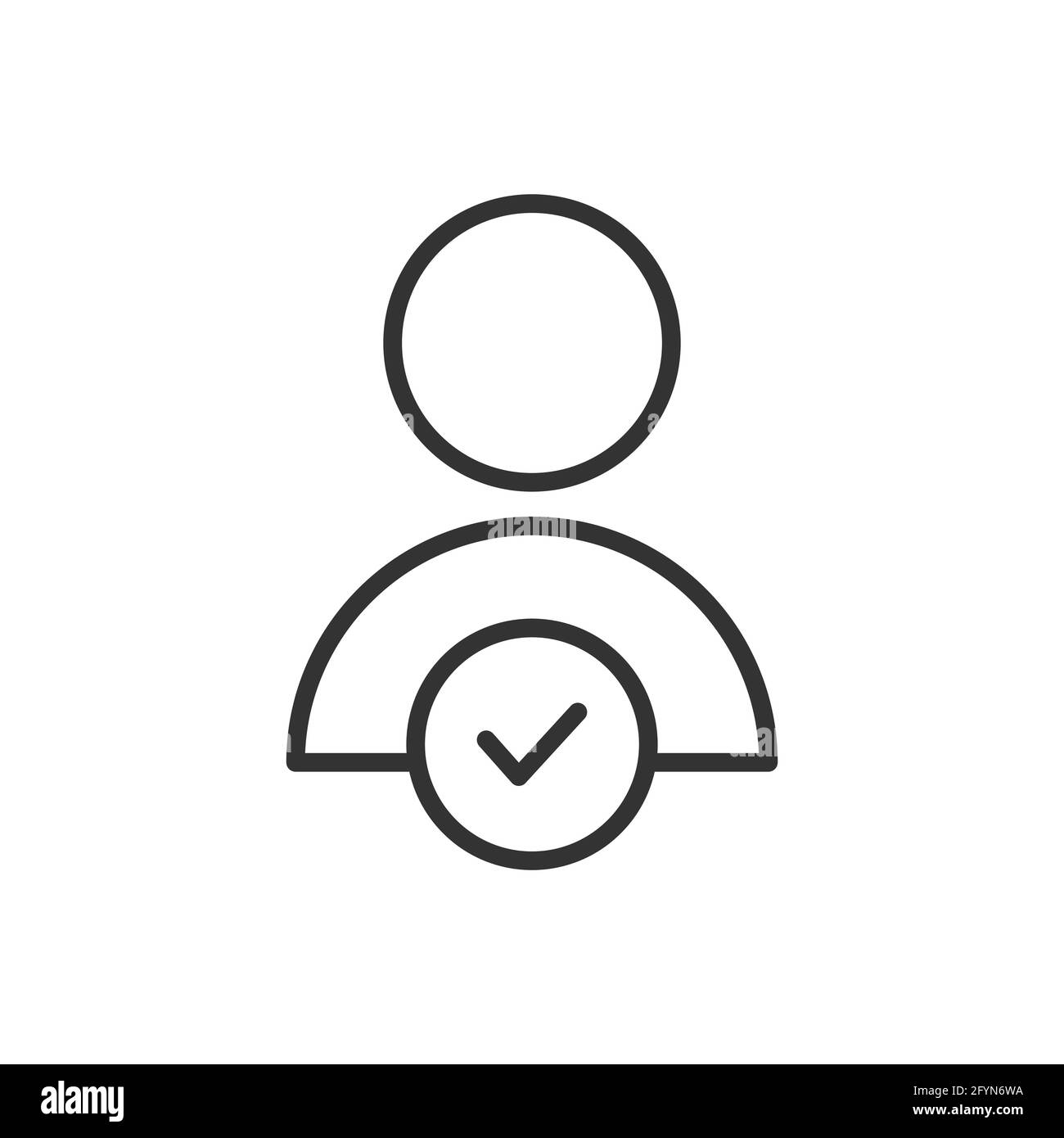 People tick line icon. Person with checkmark outline pictogram. User ...