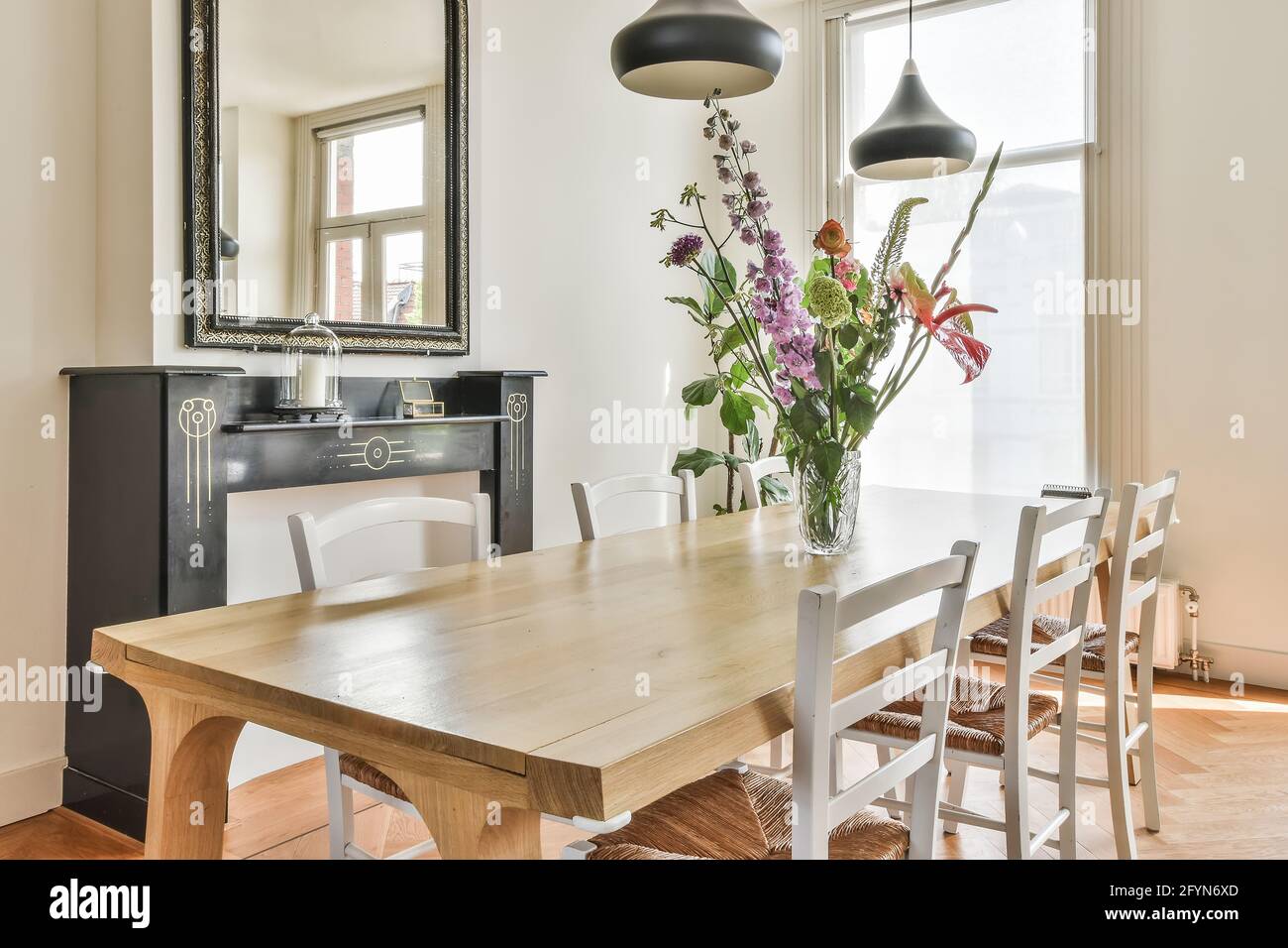 Modern dining room in a luxury house with individual design Stock Photo ...
