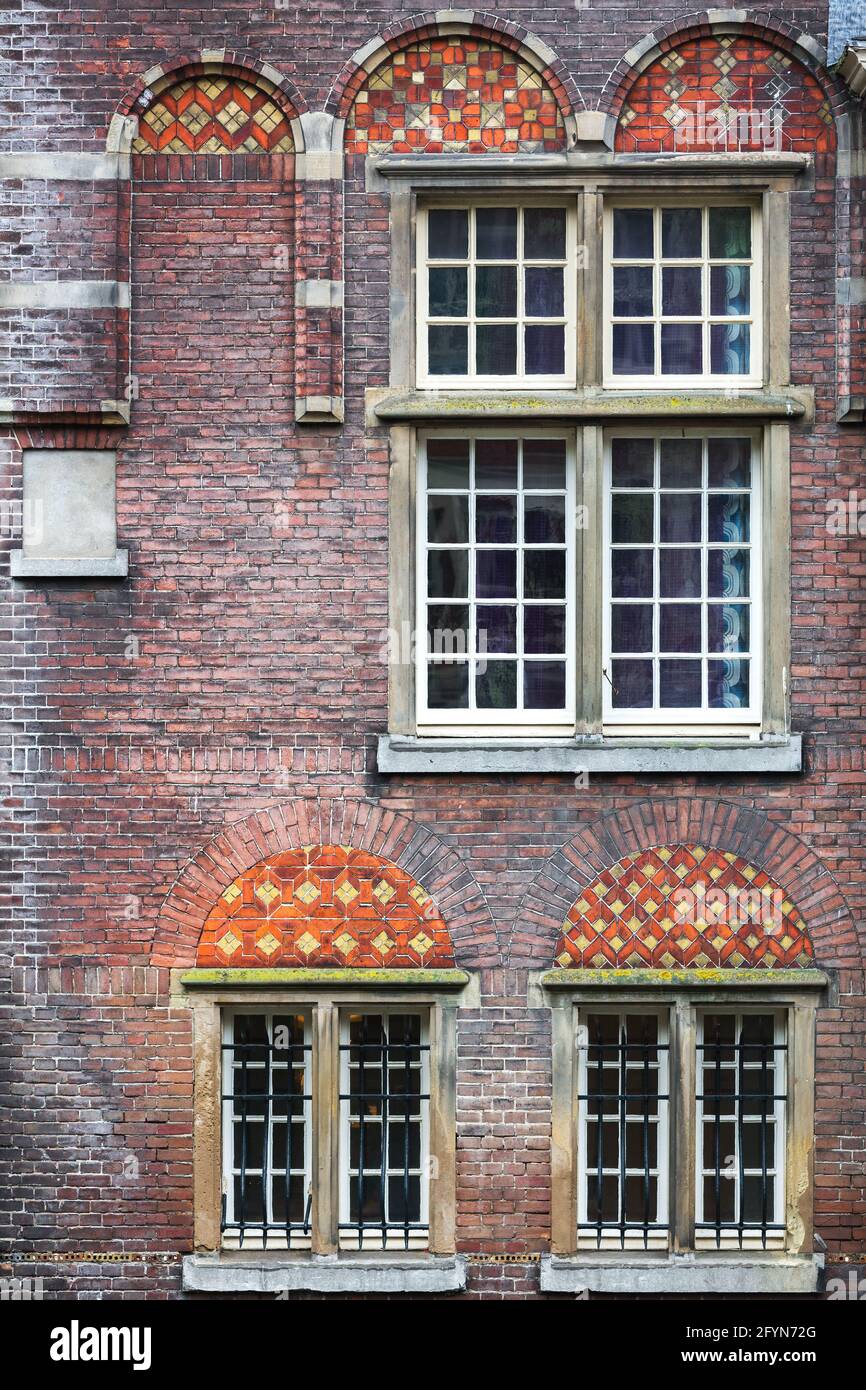 Facade of an old merchant house in Amsterdam, Netherlands, with ...