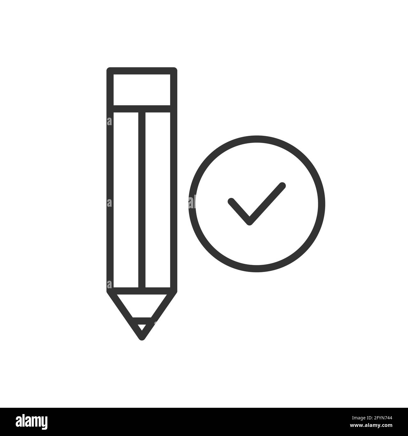 Pencil vector icon. Checklist pictogram. Approve clipboard linear ...
