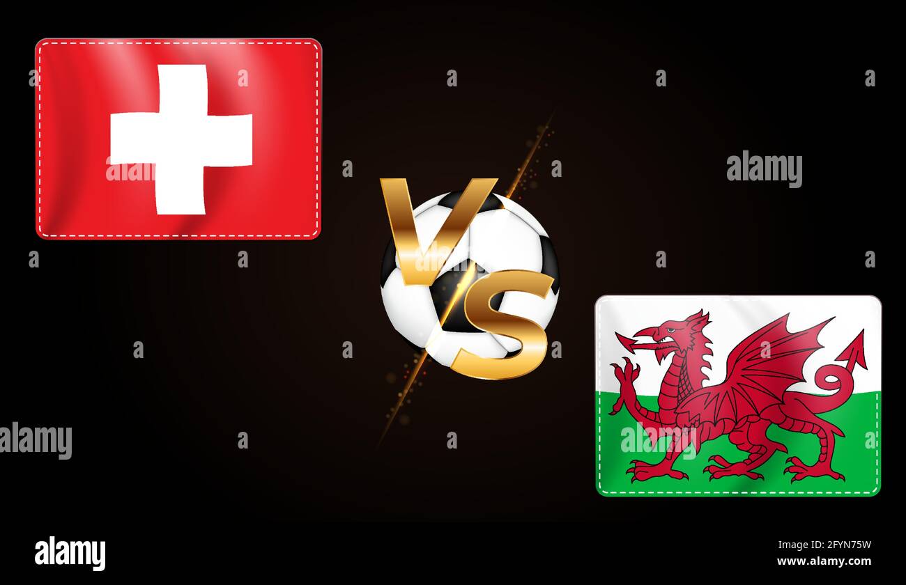 Football game. Championship. Rivalry 2021 Switzerland and Wales. Vector ...