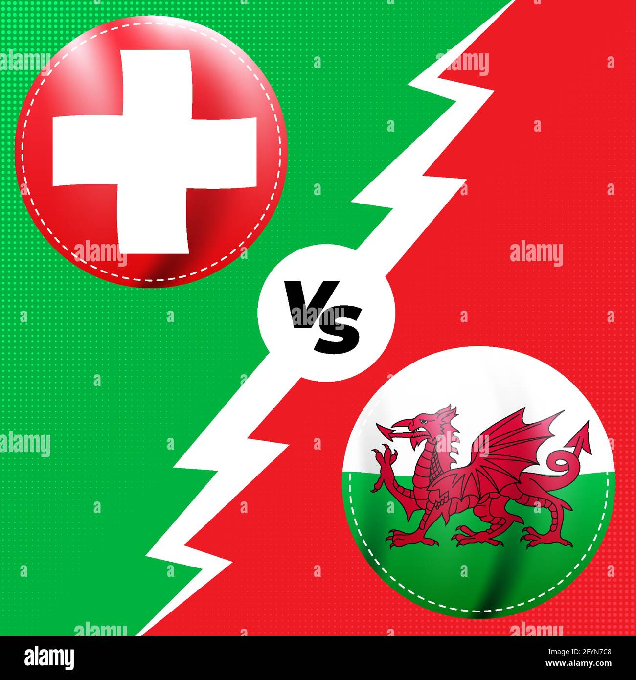 Football game. Championship. Rivalry 2021 Switzerland and Wales. Vector ...