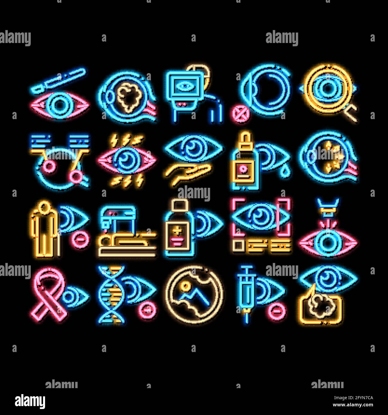 Glaucoma Ophthalmology neon glow icon illustration Stock Vector Image ...