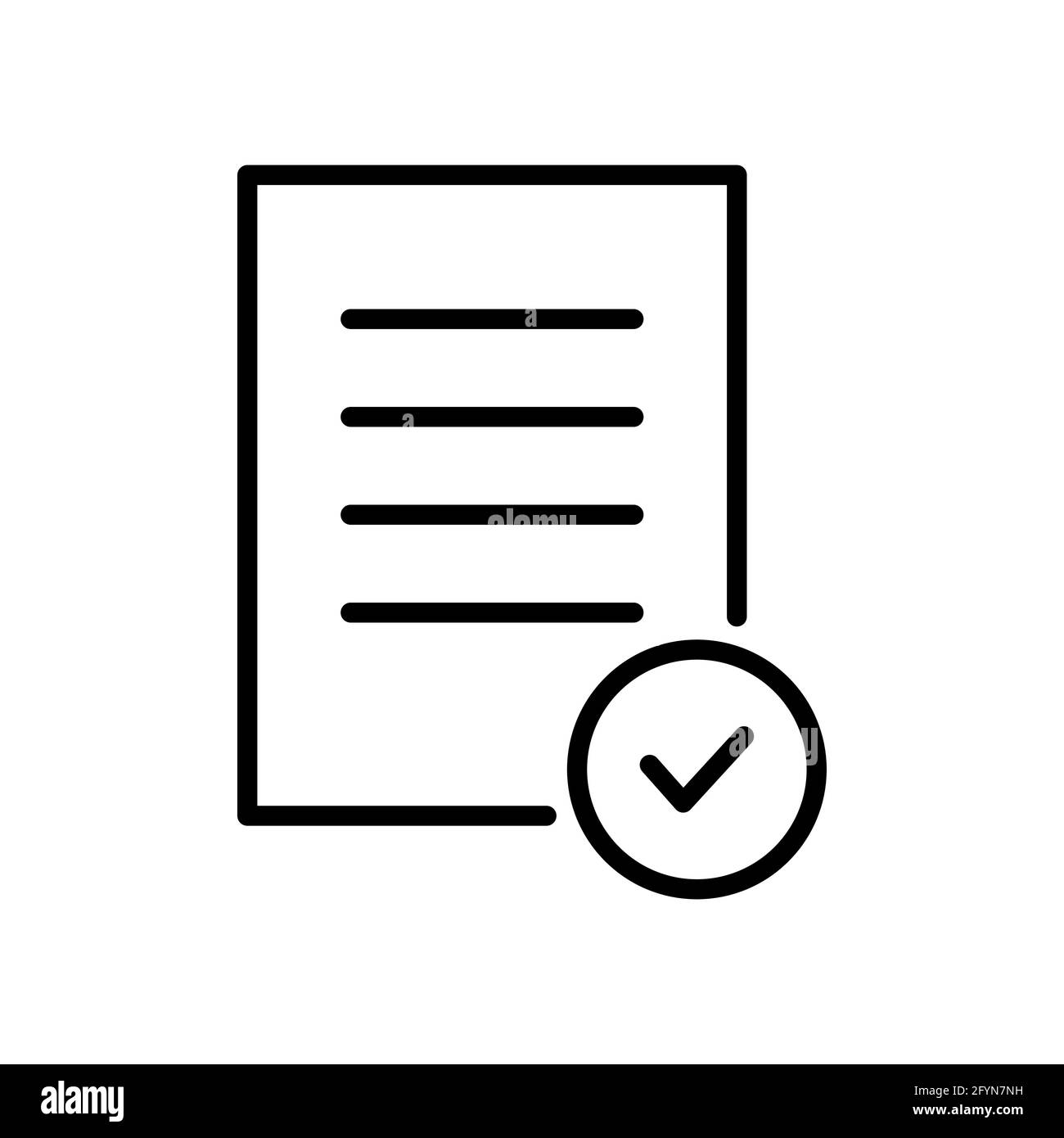 Check mark line document icon. Confirmed information. Quality control ...