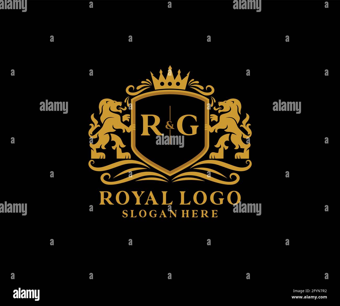 RG Letter Lion Royal Luxury Logo template in vector art for Restaurant ...