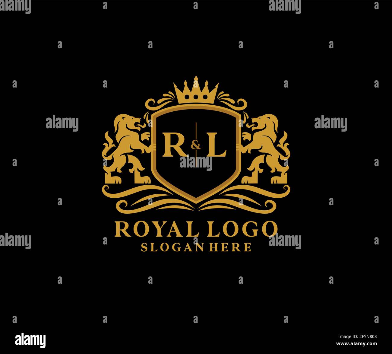 RL Letter Lion Royal Luxury Logo template in vector art for Restaurant ...