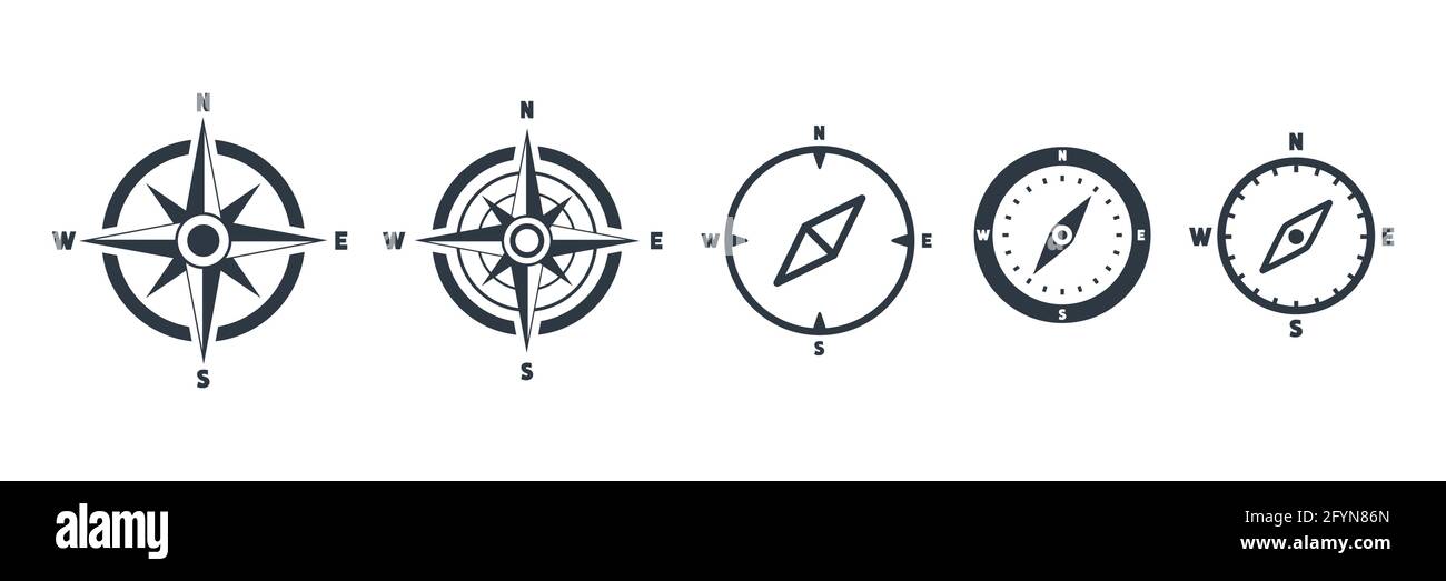Compass icon set. Navigation pictogram collection. Vector isolated ...