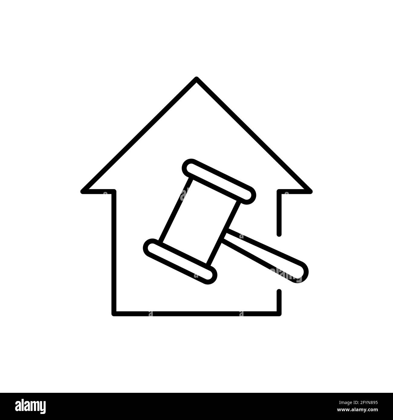 Home with gavel line icon. Auction house sign. Low mortgage concept ...