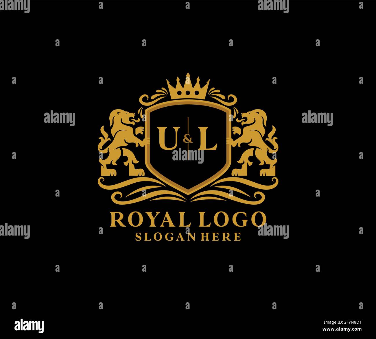UL Letter Lion Royal Luxury Logo template in vector art for Restaurant ...