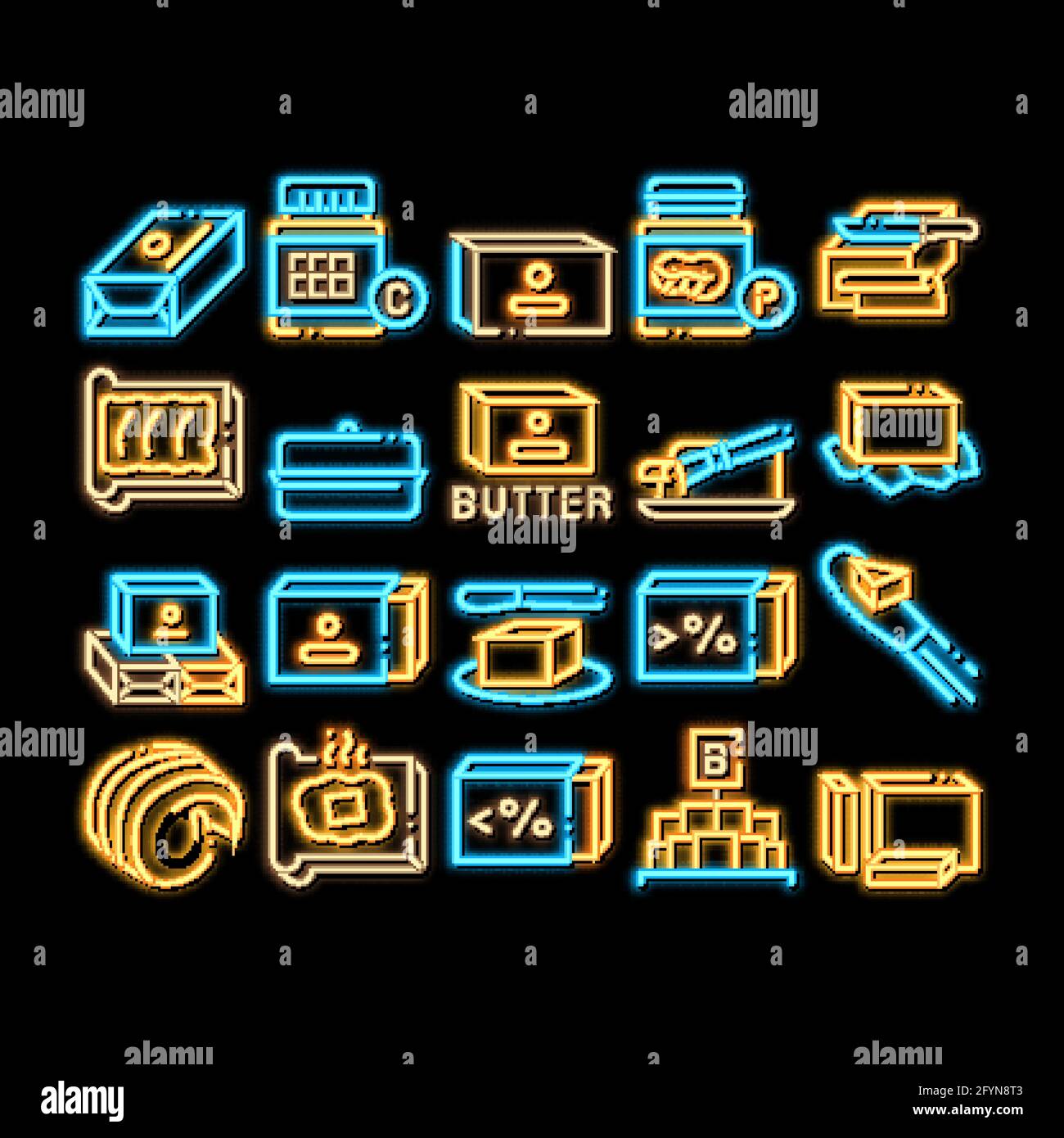 Butter Or Margarine neon glow icon illustration Stock Vector Image ...