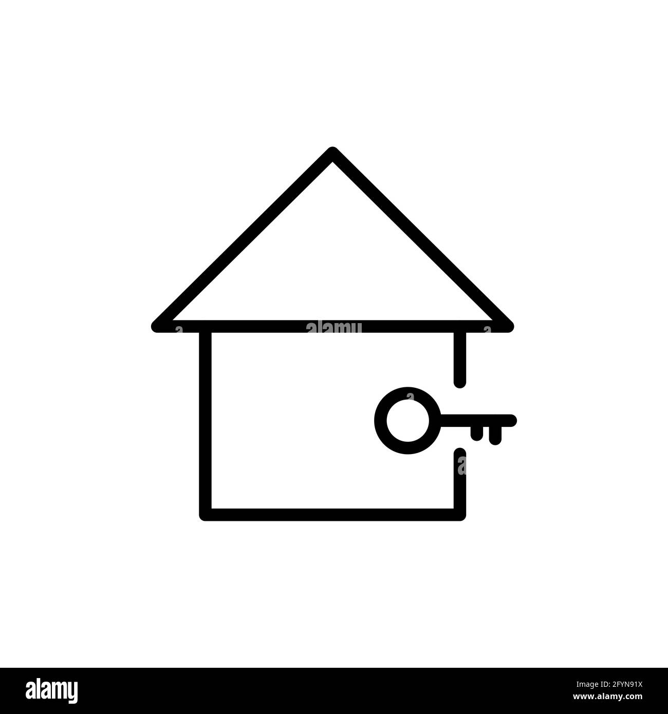 House and key icon. House black line pictogram. Mortgage outline ...