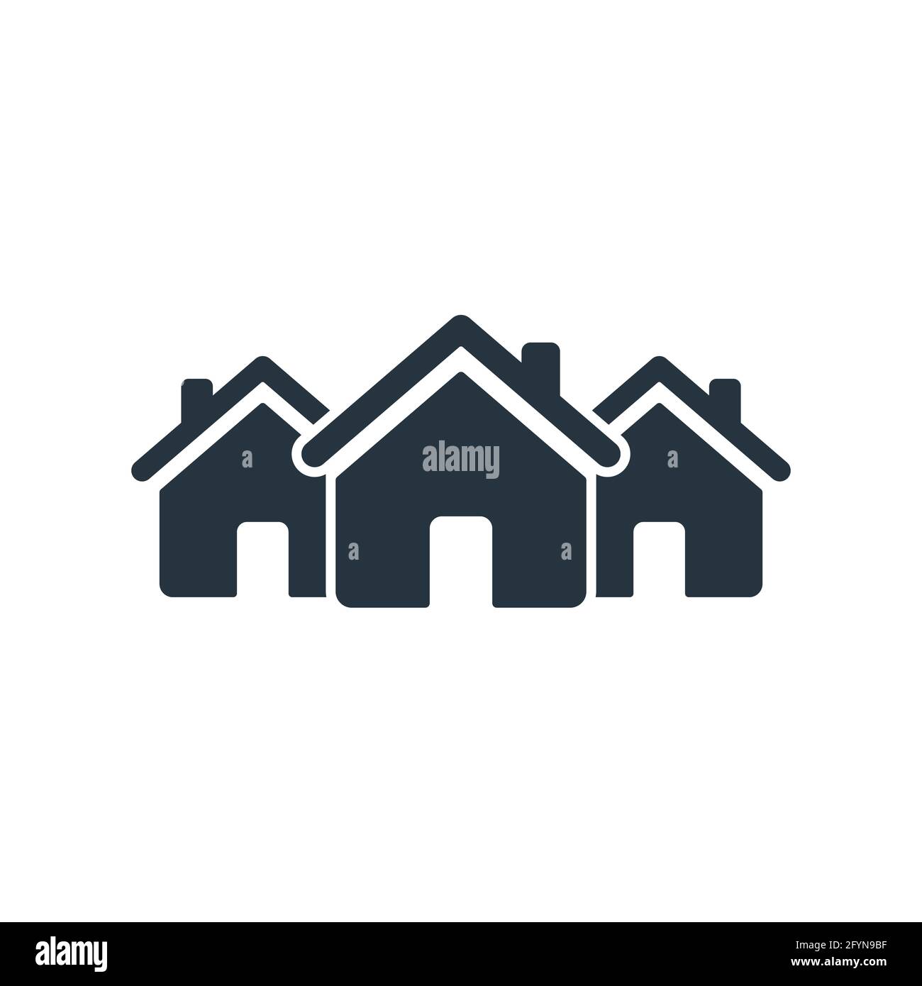 House icon. Three building symbol. Home sign. City business concept ...