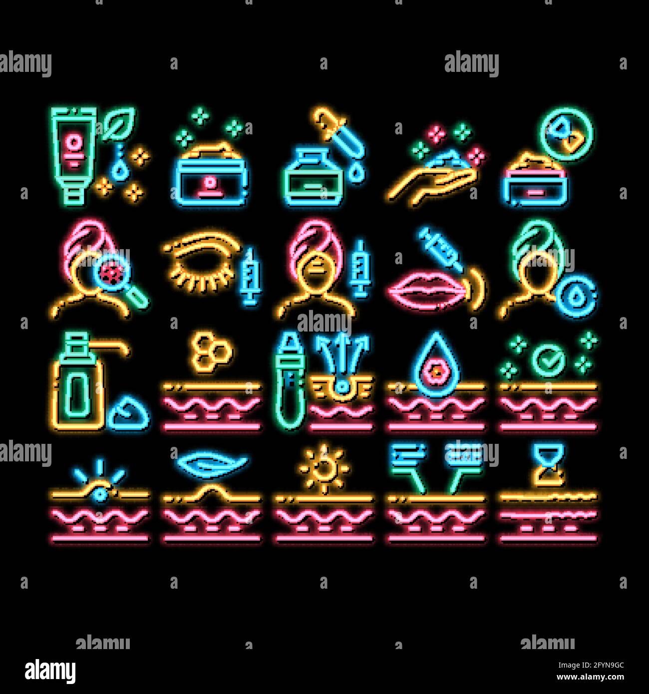 Skin Care Cosmetic neon glow icon illustration Stock Vector Image & Art ...
