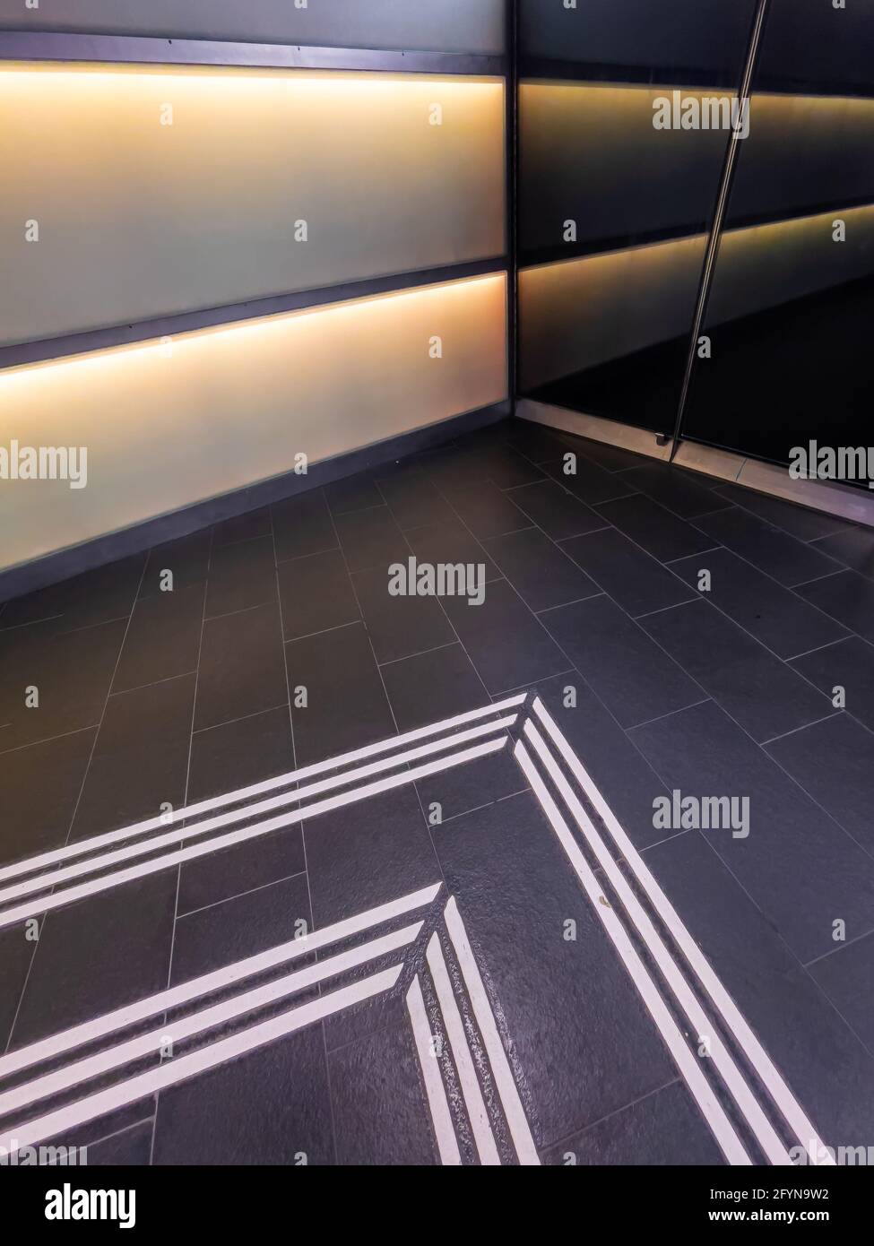 The corner of the underground corridor and the passage of Zurich train ...