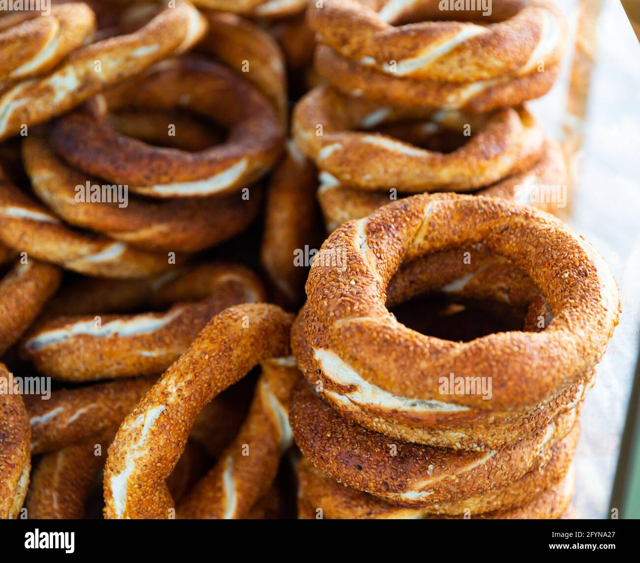 Traditional turkish simit, popular street baked goods with sesame Stock ...