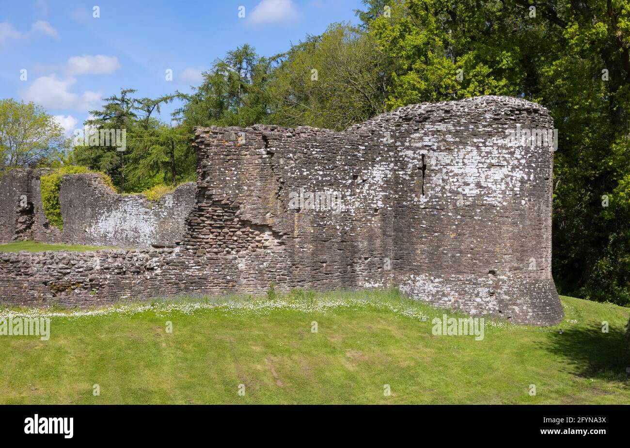 The outer ward castle wall at White Castle, Monmouthshire, Wales Stock ...