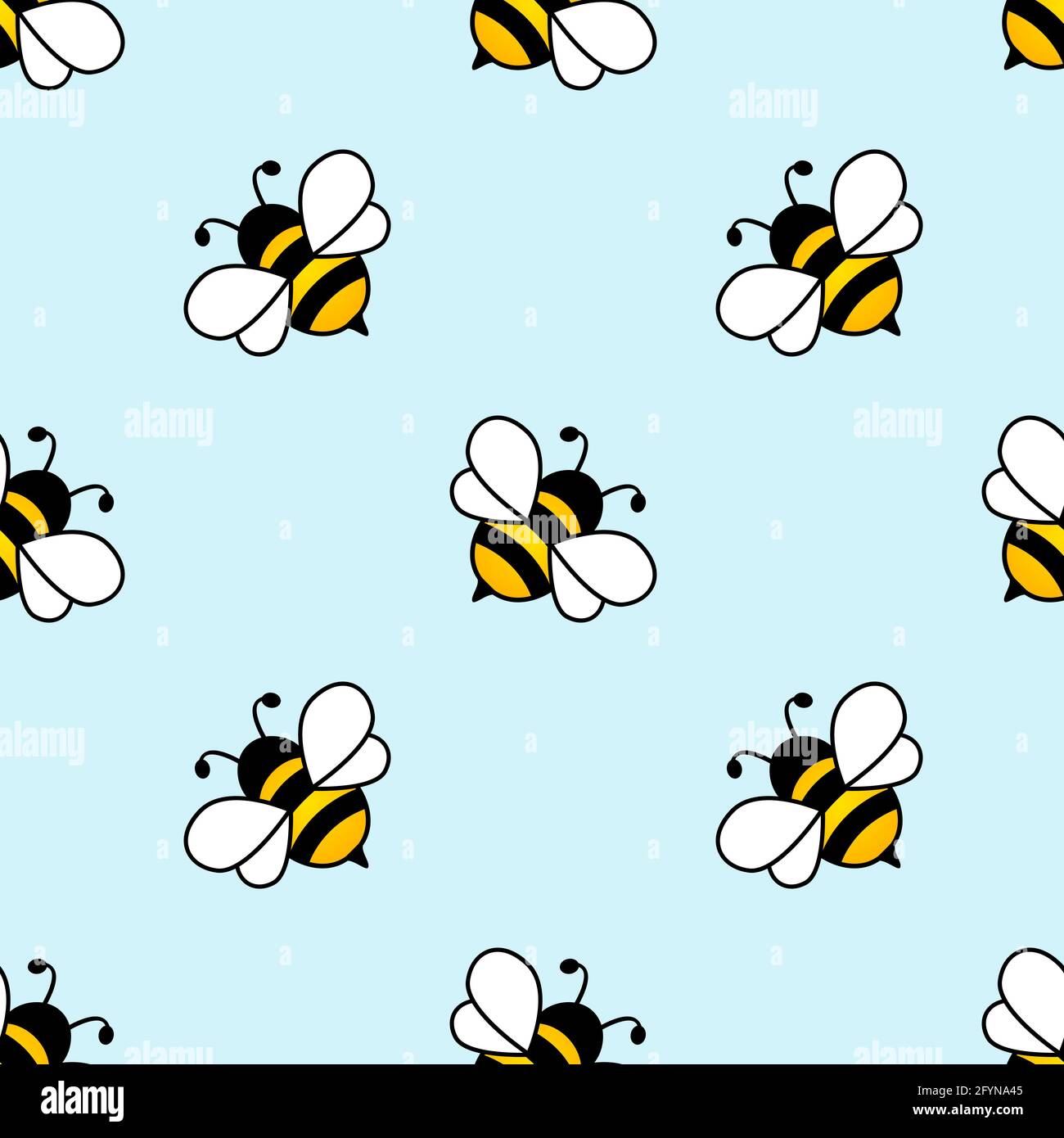 Cartoon bees seamless pattern. Bee flying on white background. Vector ...