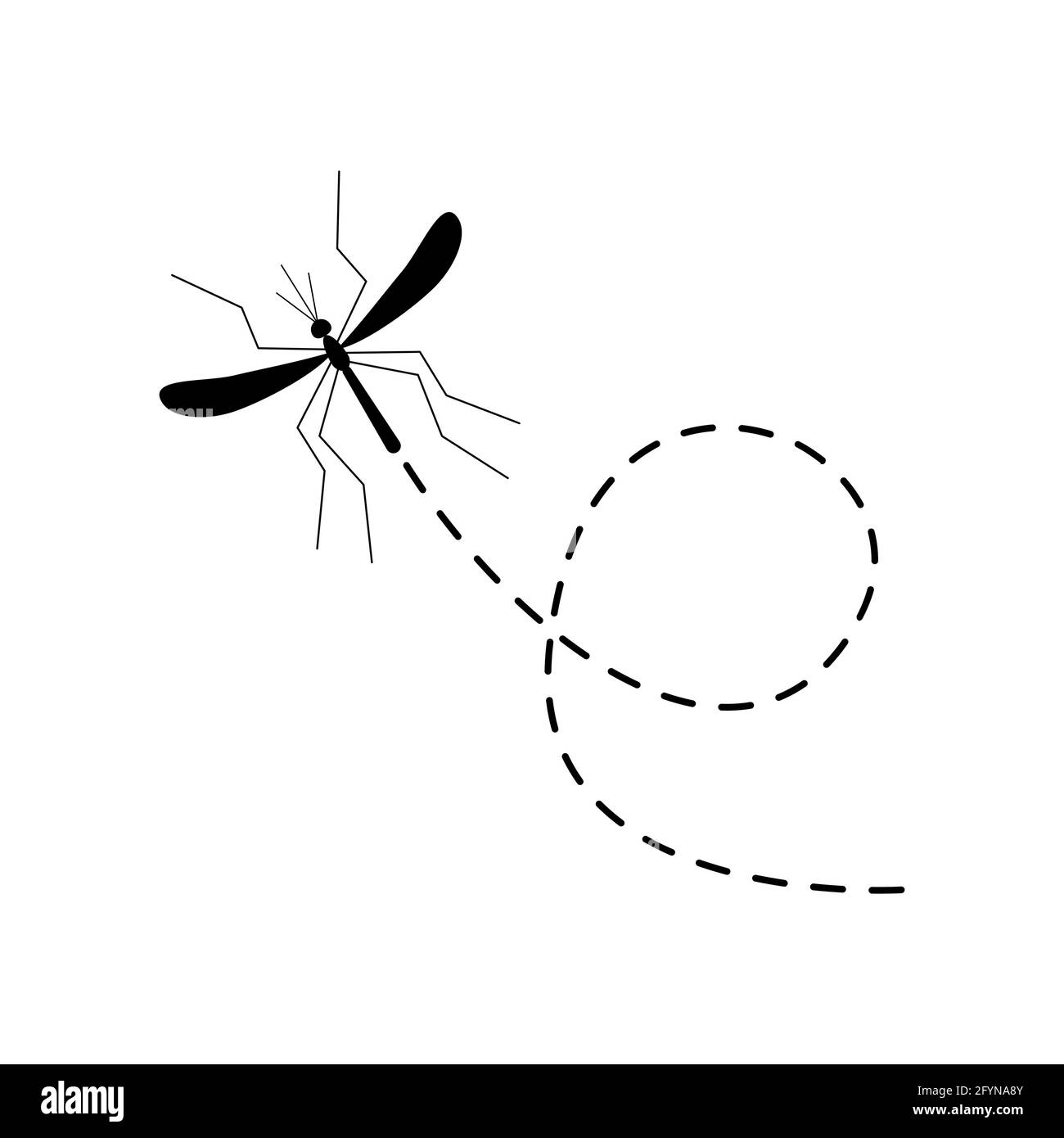 Mosquito icon set. Mosquitoes flying on a dotted route. Vector ...
