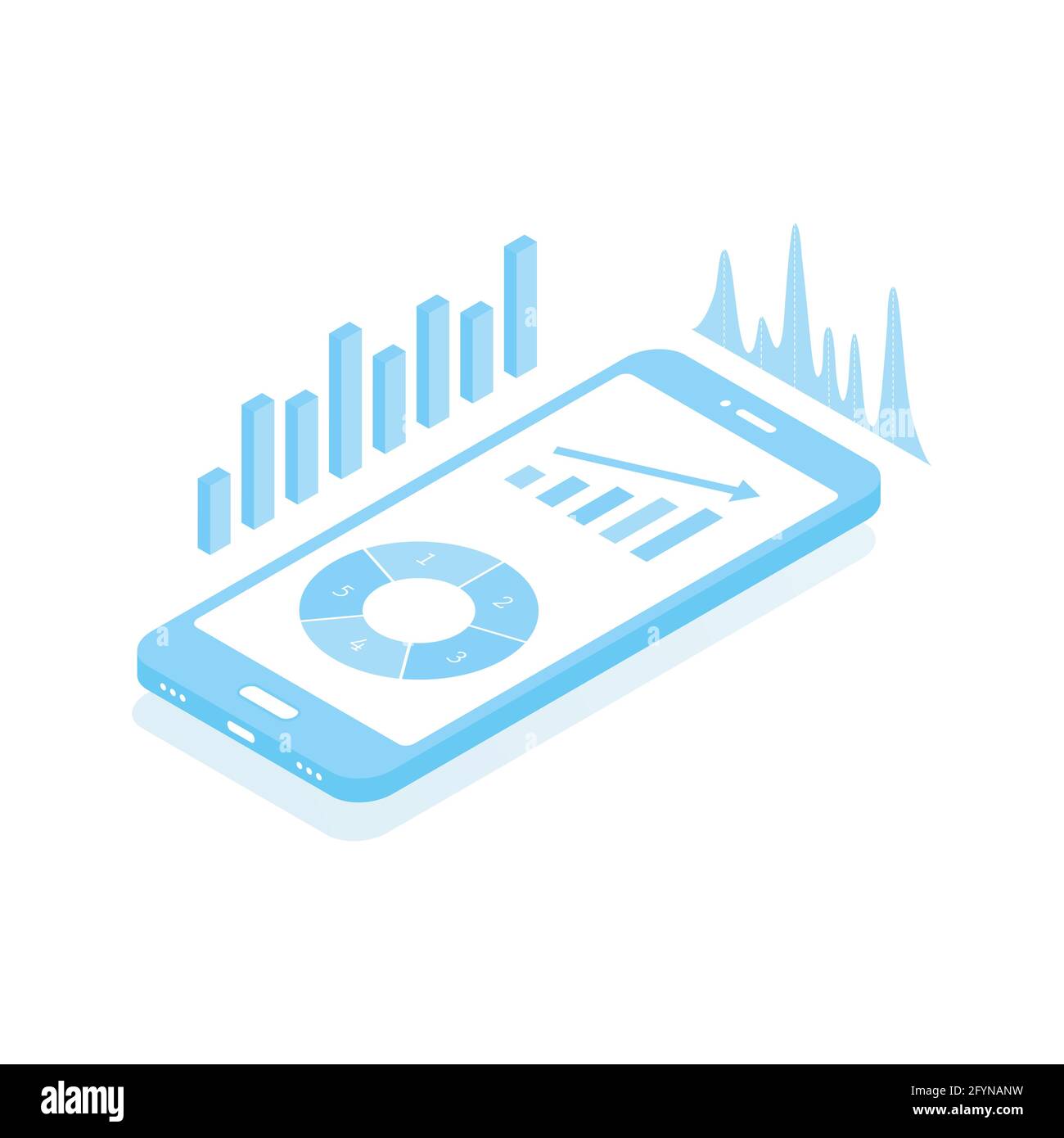 Mobile phone and analysis infographic. Business graph and diagram on ...