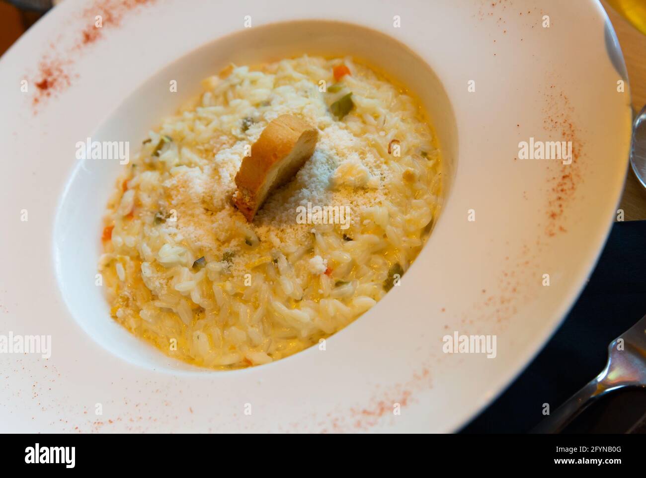 Creamy chicken and vegetable risotto with 4 cheeses and Parmesan Stock ...