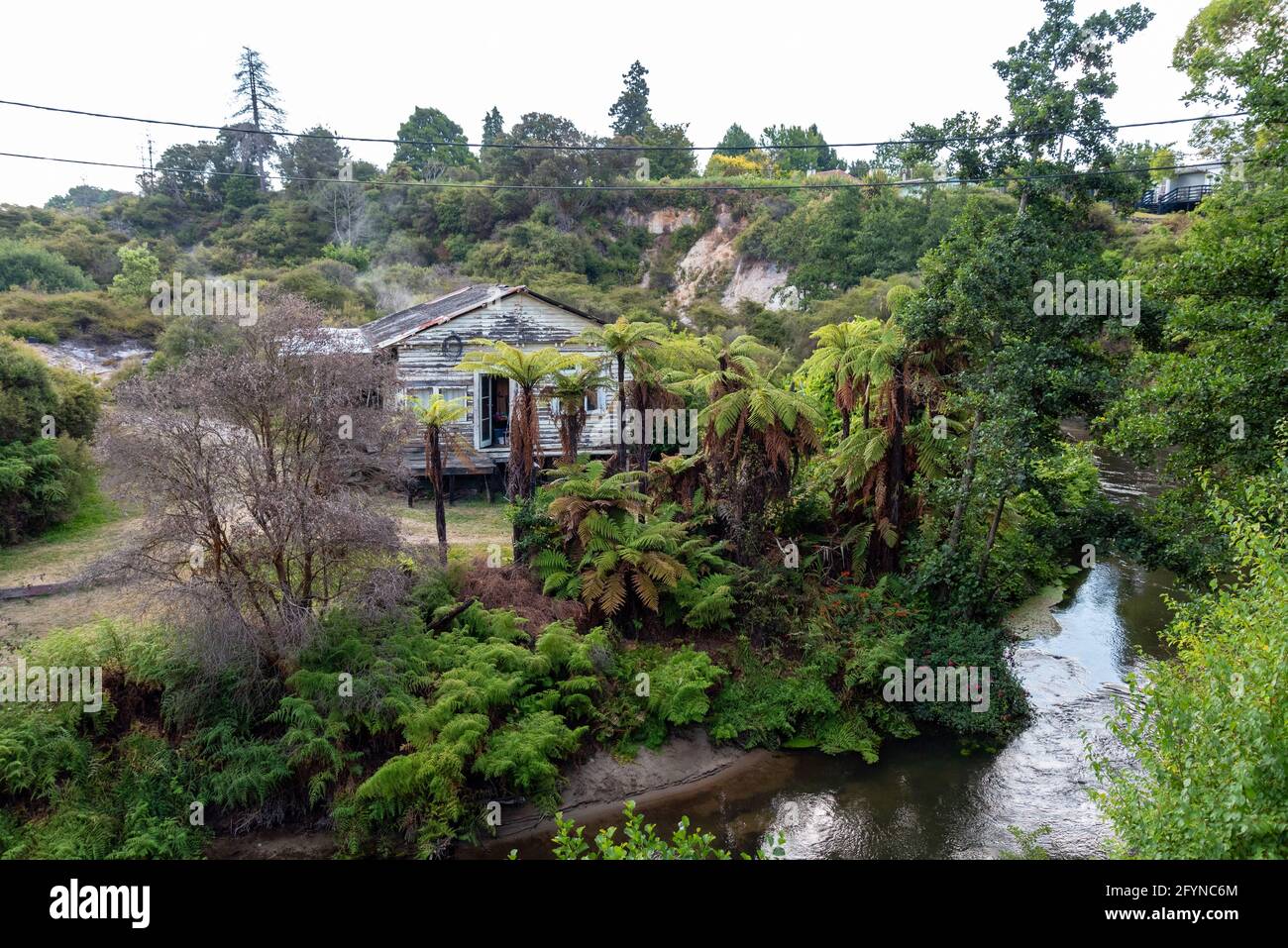 Abandoned houses in Maori village Whakarewarewa, North Island of New ...
